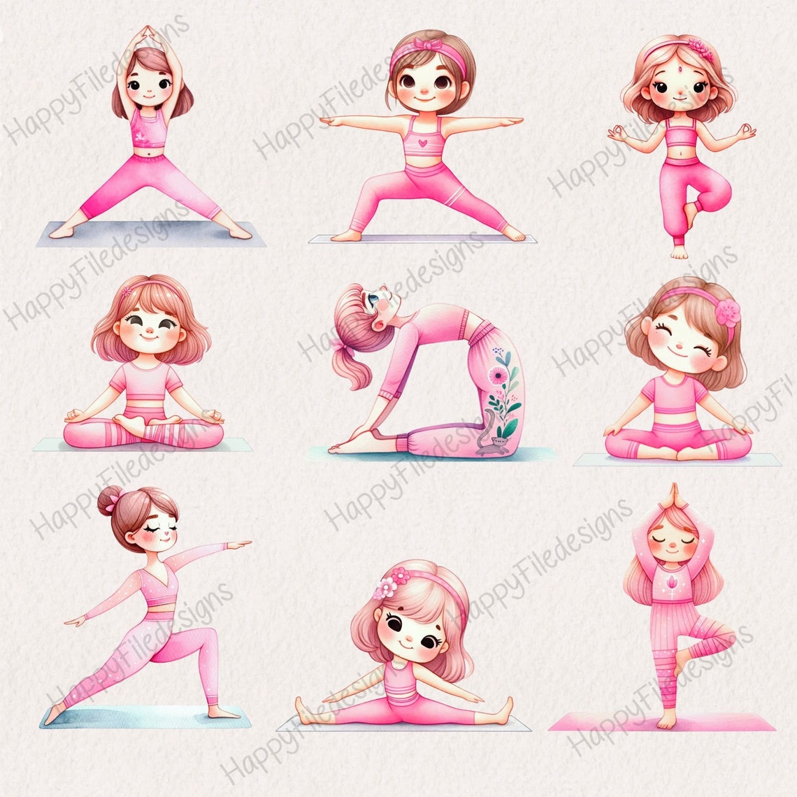 Watercolor Yoga Lover Clipart, Meditation Clip Art, Cute Girl Yoga ...