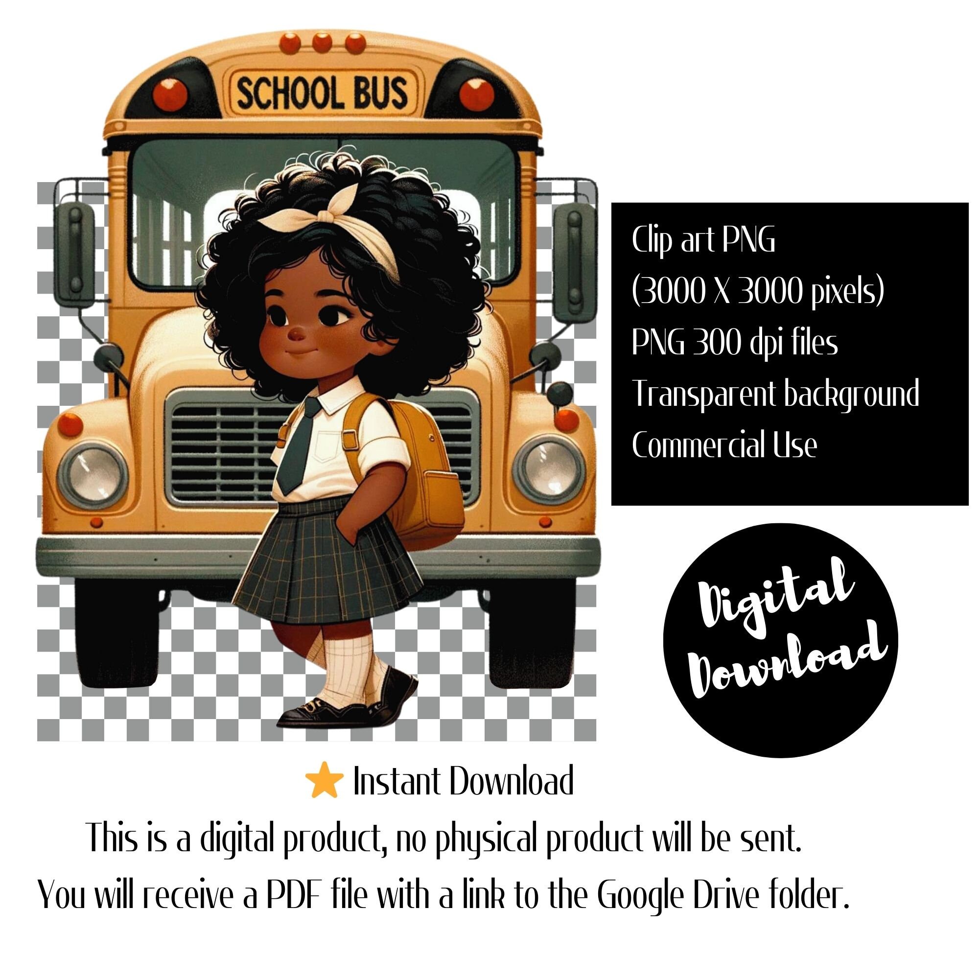Black Kids Back to School, Preschooler Clipart, Cute Girl at School ...