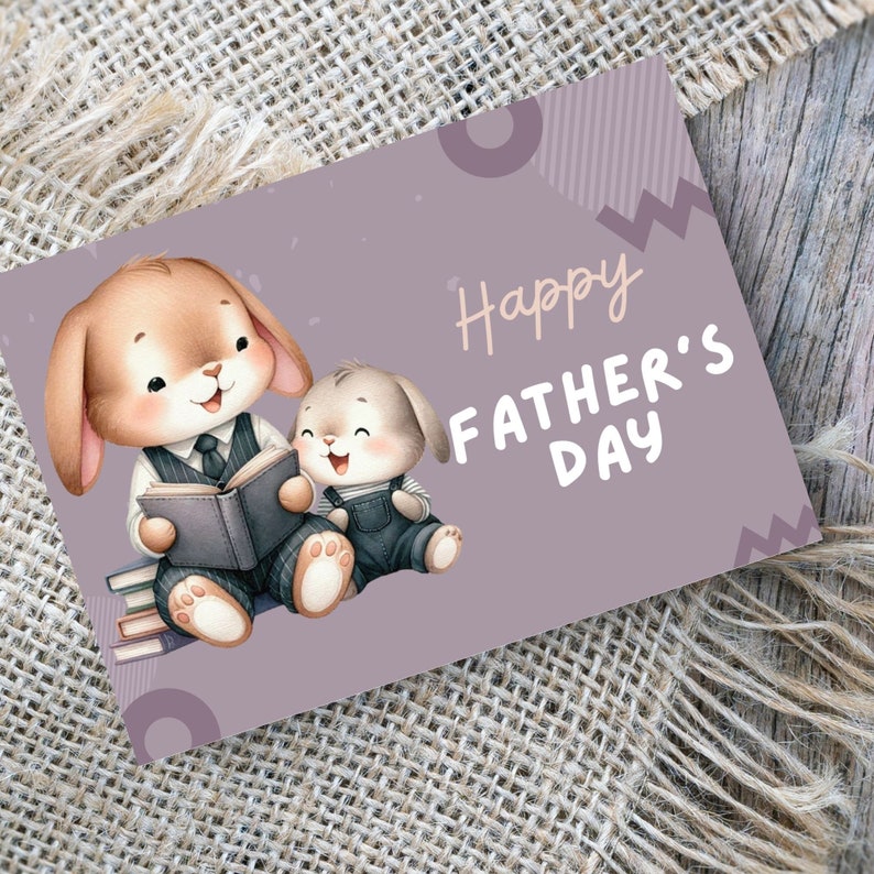 Watercolor Daddy Bunny and Baby Clipart, Father Design, Father's Day ...