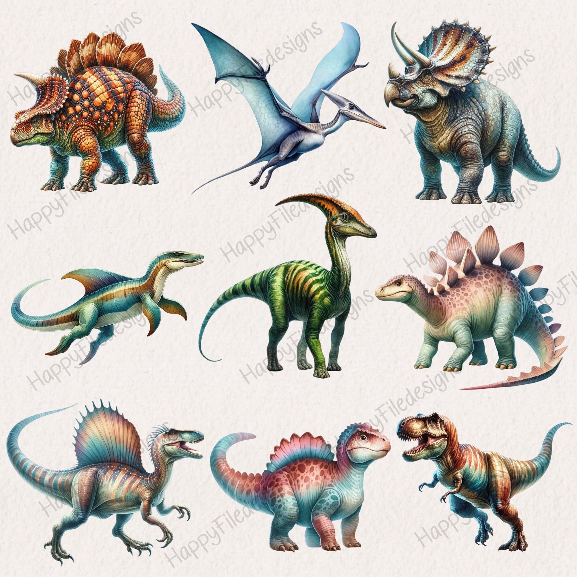 Watercolor Dinosaur Clipart Collection Nursery Clipart, Dinosaur ...
