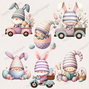 Cute Easter Gnomes Clipart Bundle - Watercolor Pastel PNG, Spring ...