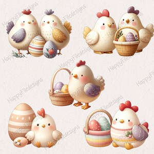 Easter Ceramic Chicken Clipart Bundle: Transparent PNG Graphics ...