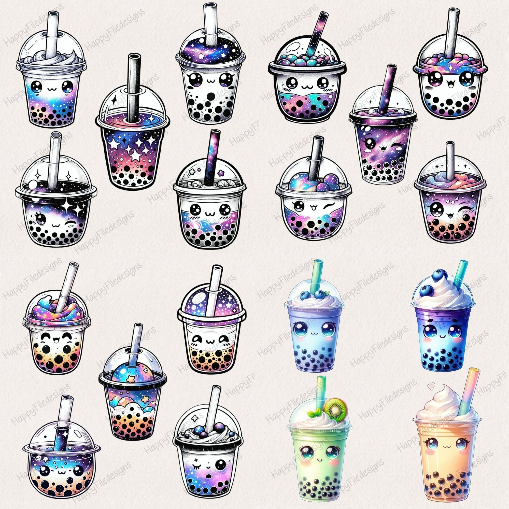 Bundle Boba Tea Clipart, Bubble Tea Kawaii Clipart Set, Cute Bubble Tea ...