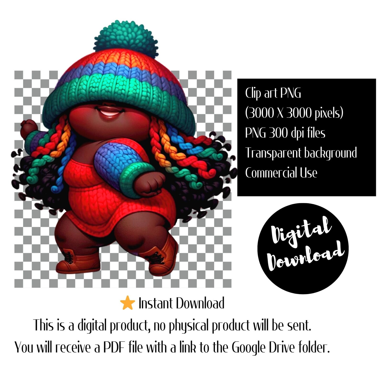 Juneteenth Afro Gnomes Clipart: Emancipation Day PNG (digital Download ...