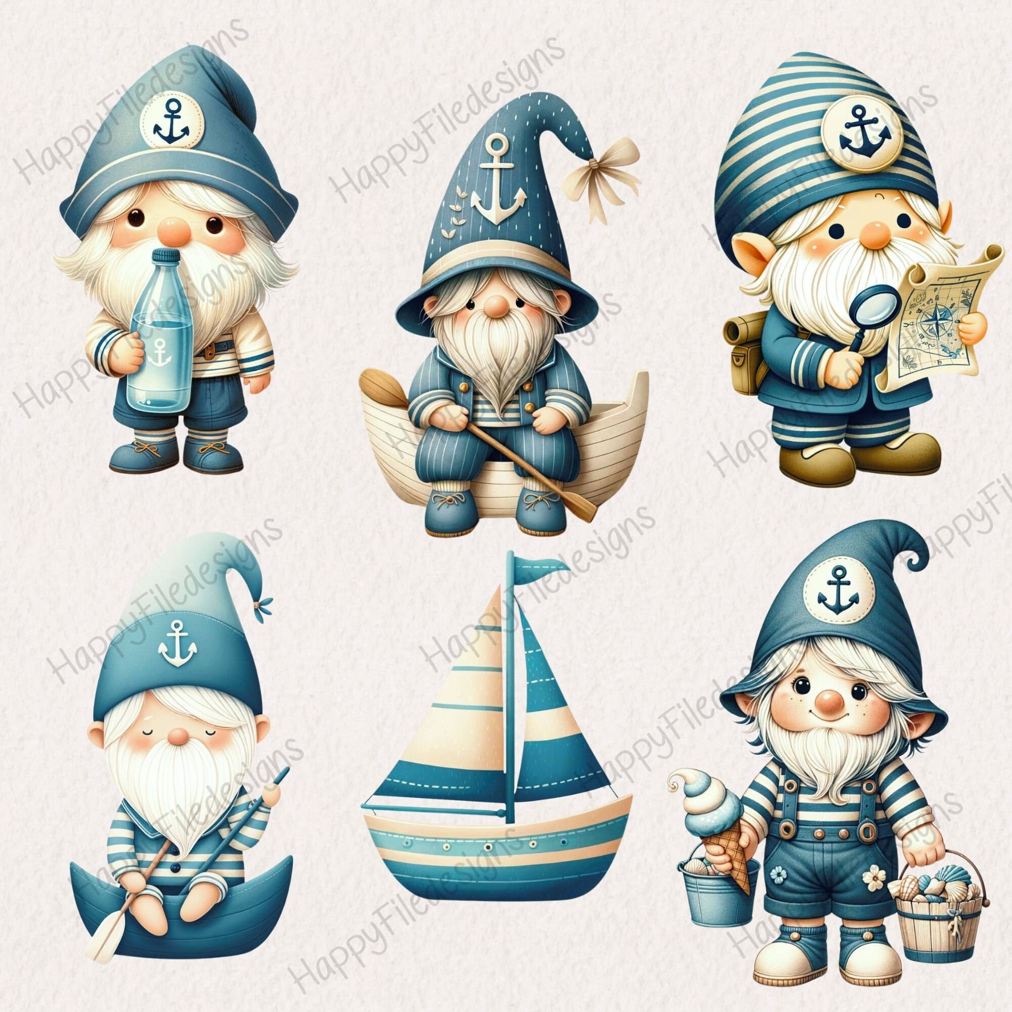 Nautical Gnome Clipart Sailor and Beach Gnome PNG, Seashore Gnomes ...