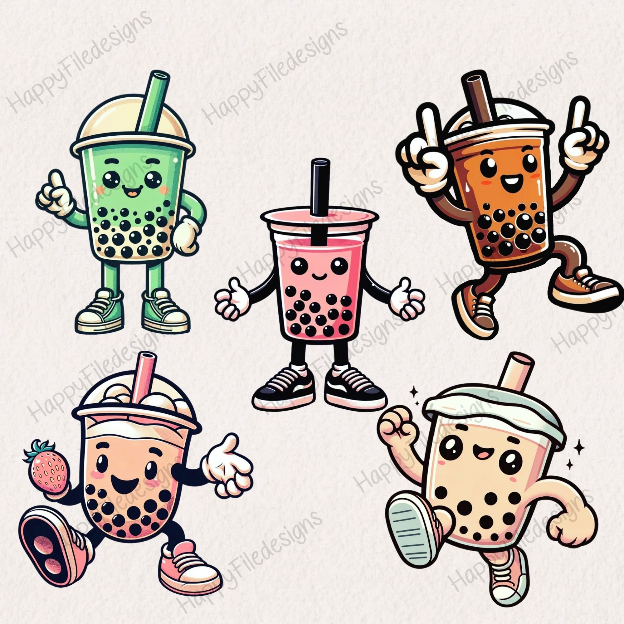 Funny Bubble Tea Clipart Set, Cute Bubble Tea Clip Art ,boba Tea ...
