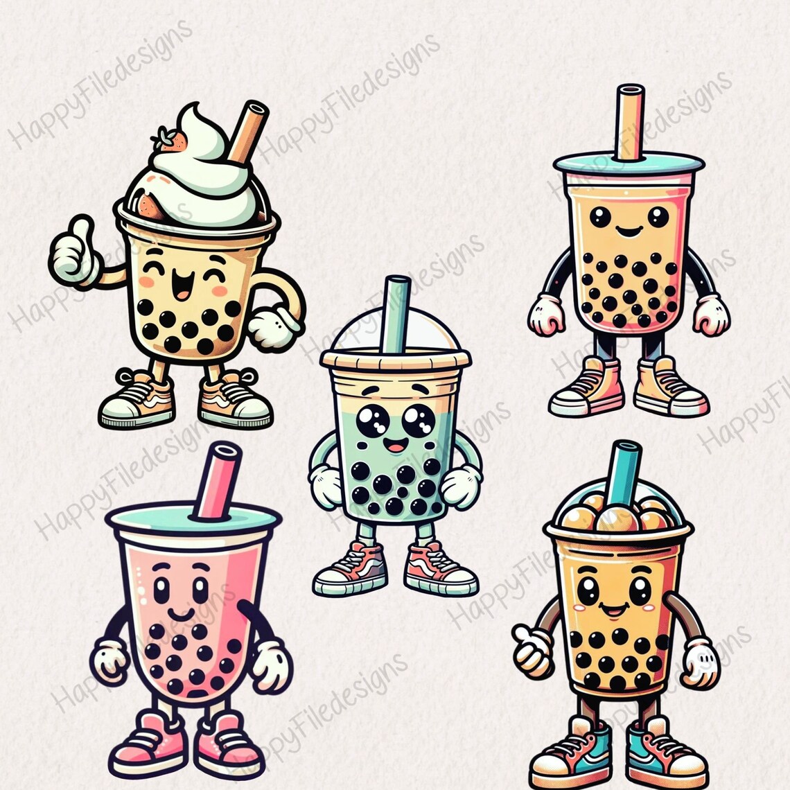 Funny Bubble Tea Clipart Set, Cute Bubble Tea Clip Art ,boba Tea ...