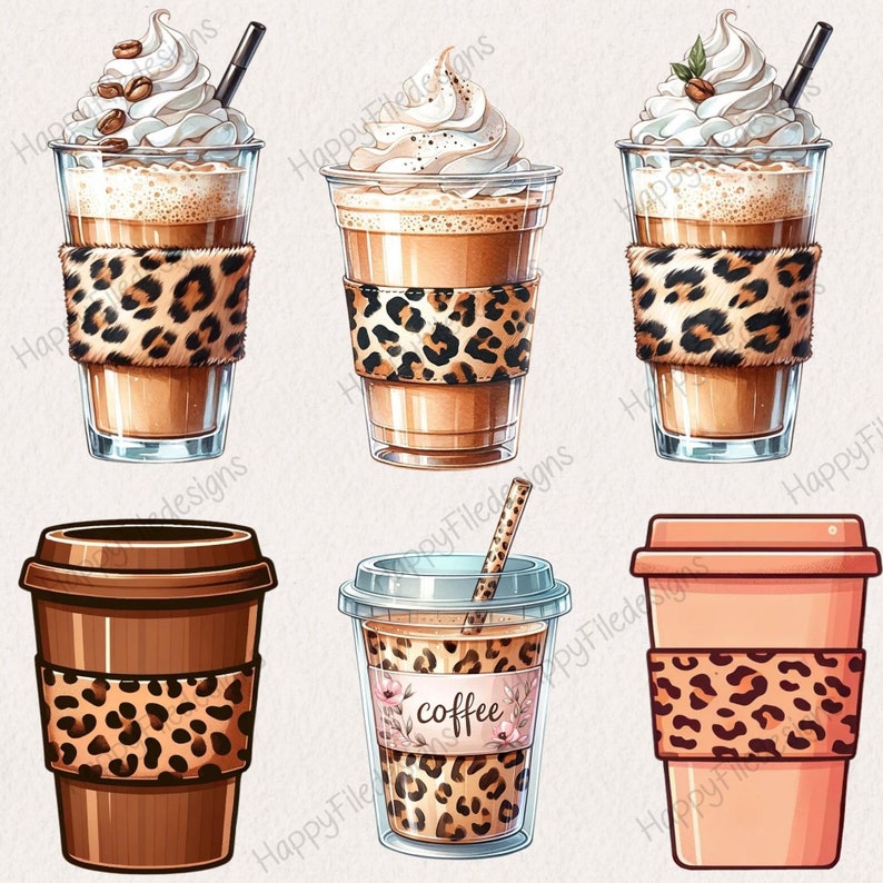 Leopard Coffee Cups Png Design Download, Coffee Love Png, Coffee Time ...