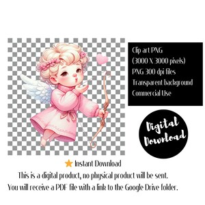 20PNG Watercolor Valentine's Day Cupid Clipart, Valentines Day Cute ...