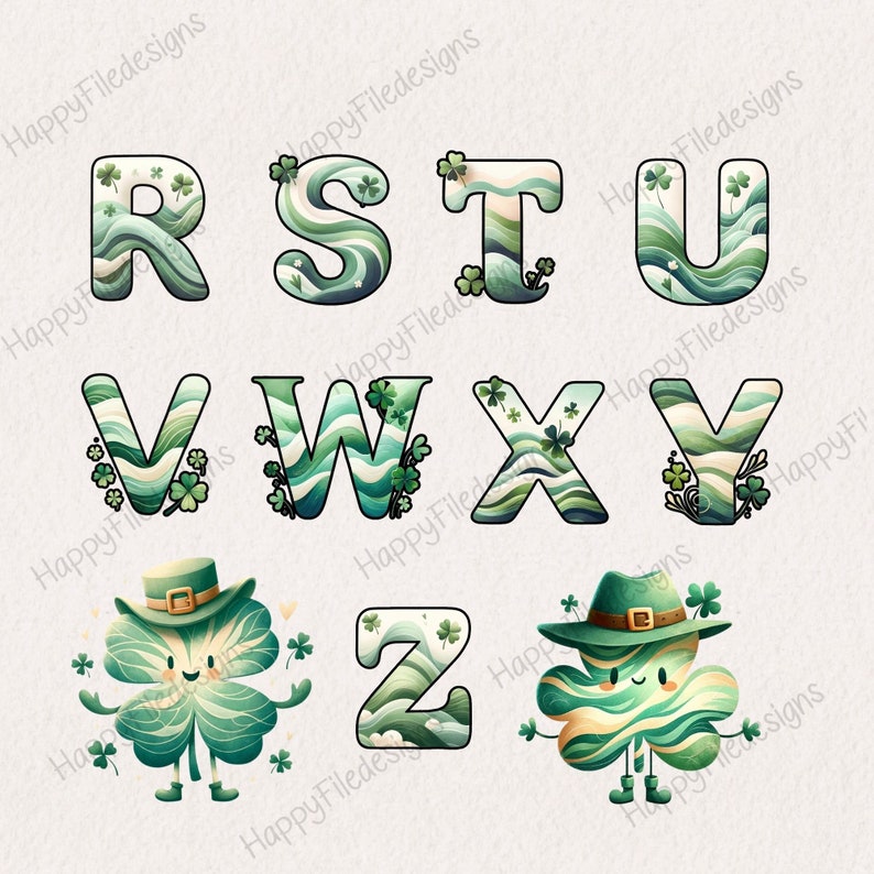 Watercolor St.patricks Alphabet Clipart, Doodle Alphabet S, T. Patricks ...