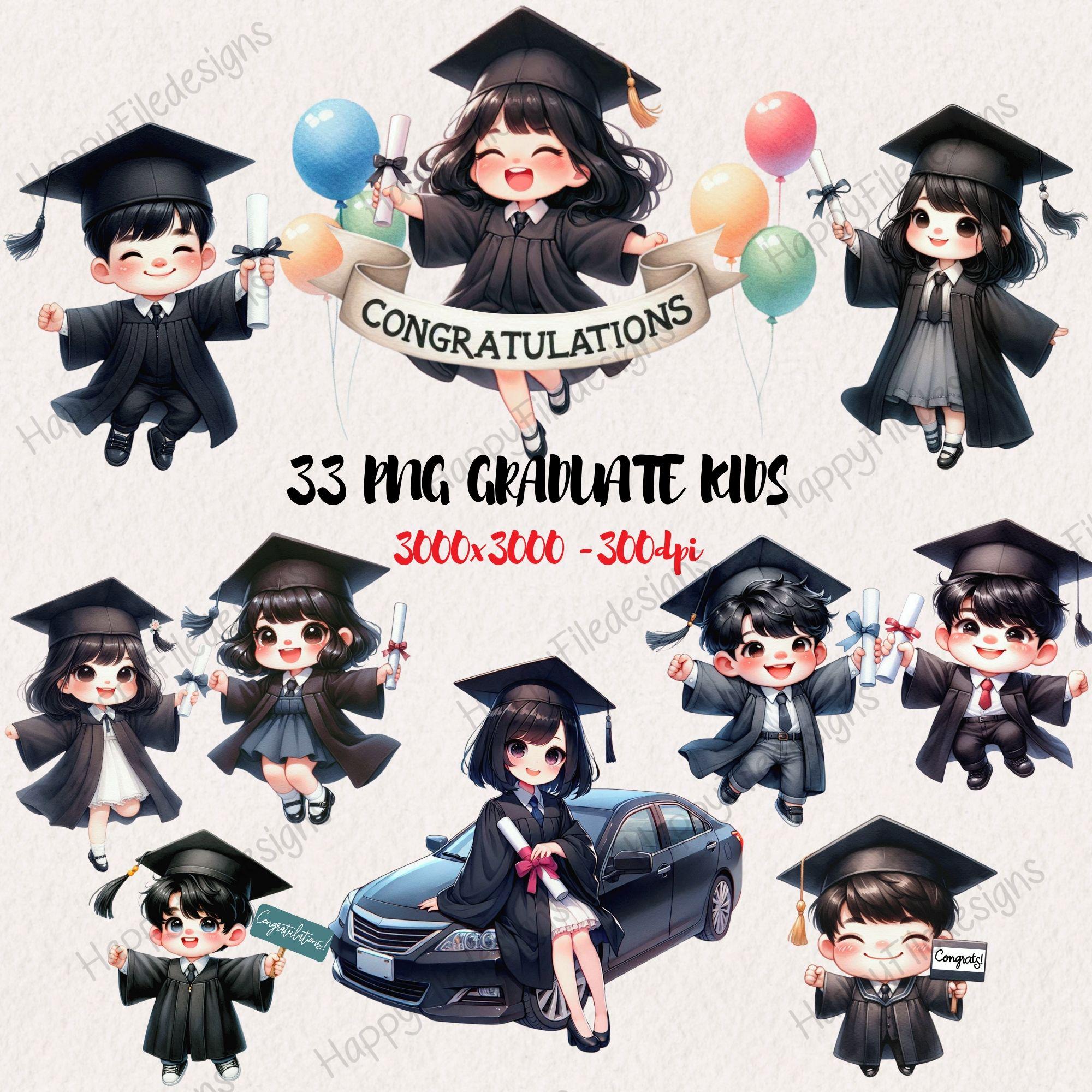 Graduation Boys and Girls Clipart, Graduation Kids Clipart Set ...