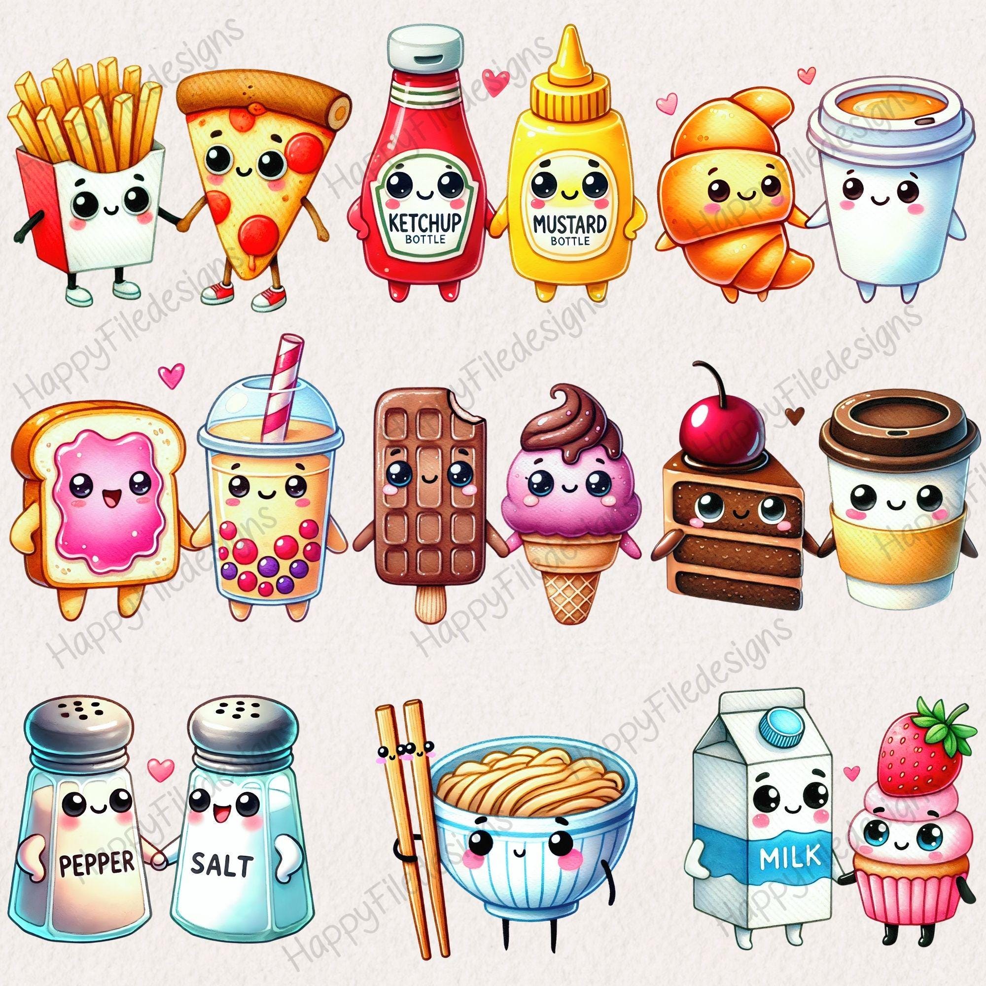 Cute Food Couples Clipart, Food Pairs Clipart, Food Couple, Perfect ...