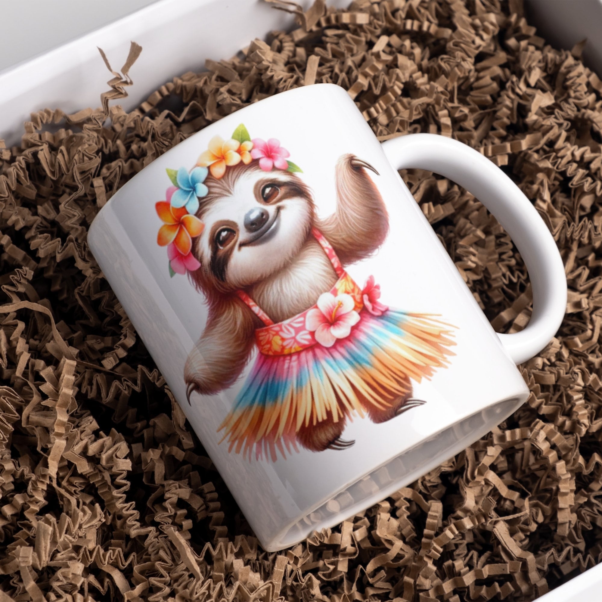 Summer Sloth Clipart, Sloths Hawaiian Watercolor Clipart, Hawaiian PNG ...