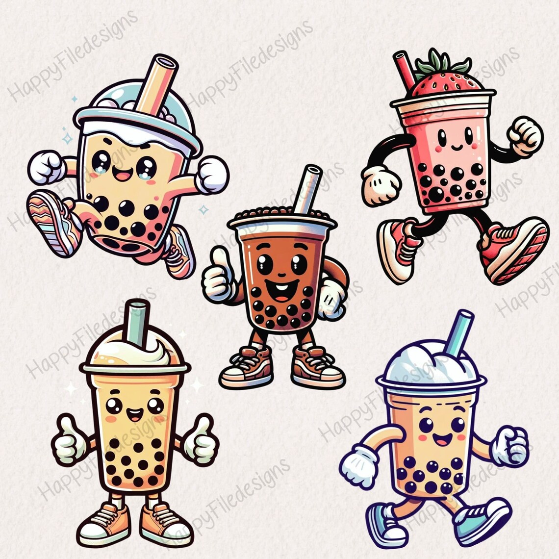Funny Bubble Tea Clipart Set, Cute Bubble Tea Clip Art ,boba Tea ...