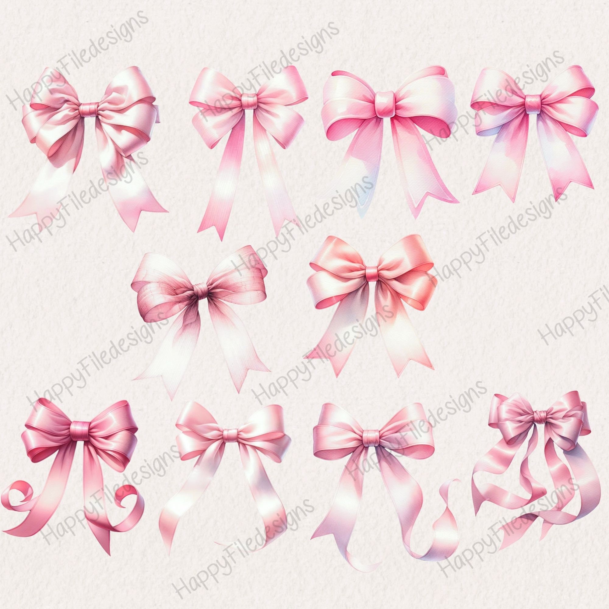 Watercolor Pink Bows Clipart, Coquette Pink Bows, Pink Wedding Bow PNG ...