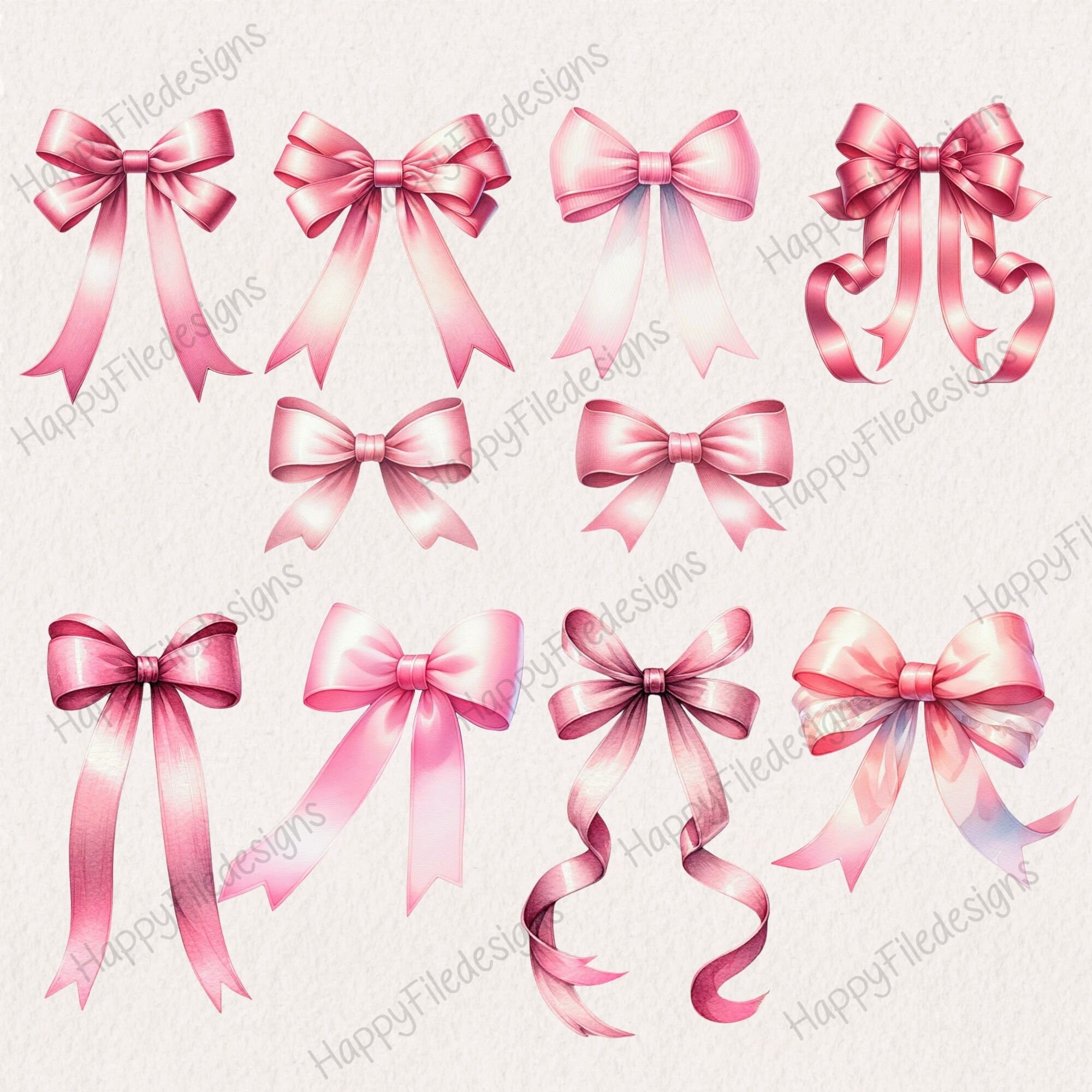 Watercolor Pink Bows Clipart, Coquette Pink Bows, Pink Wedding Bow PNG ...