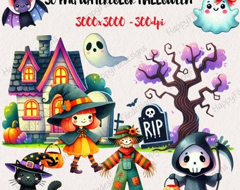 Watercolor Witches Clipart, Cute Witches Clipart, Halloween Witches PNG ...