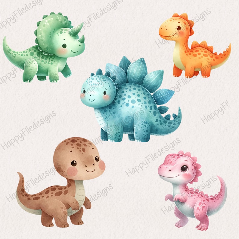 Watercolor Dinosaur Clipart Set: Nursery Decor (digital Download) - Etsy