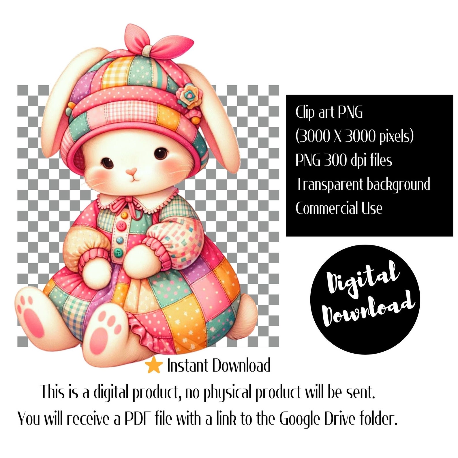 Bunny Nursery Print, Cute Rabbits Clipart Cute Bunny Clip Art, Cute ...