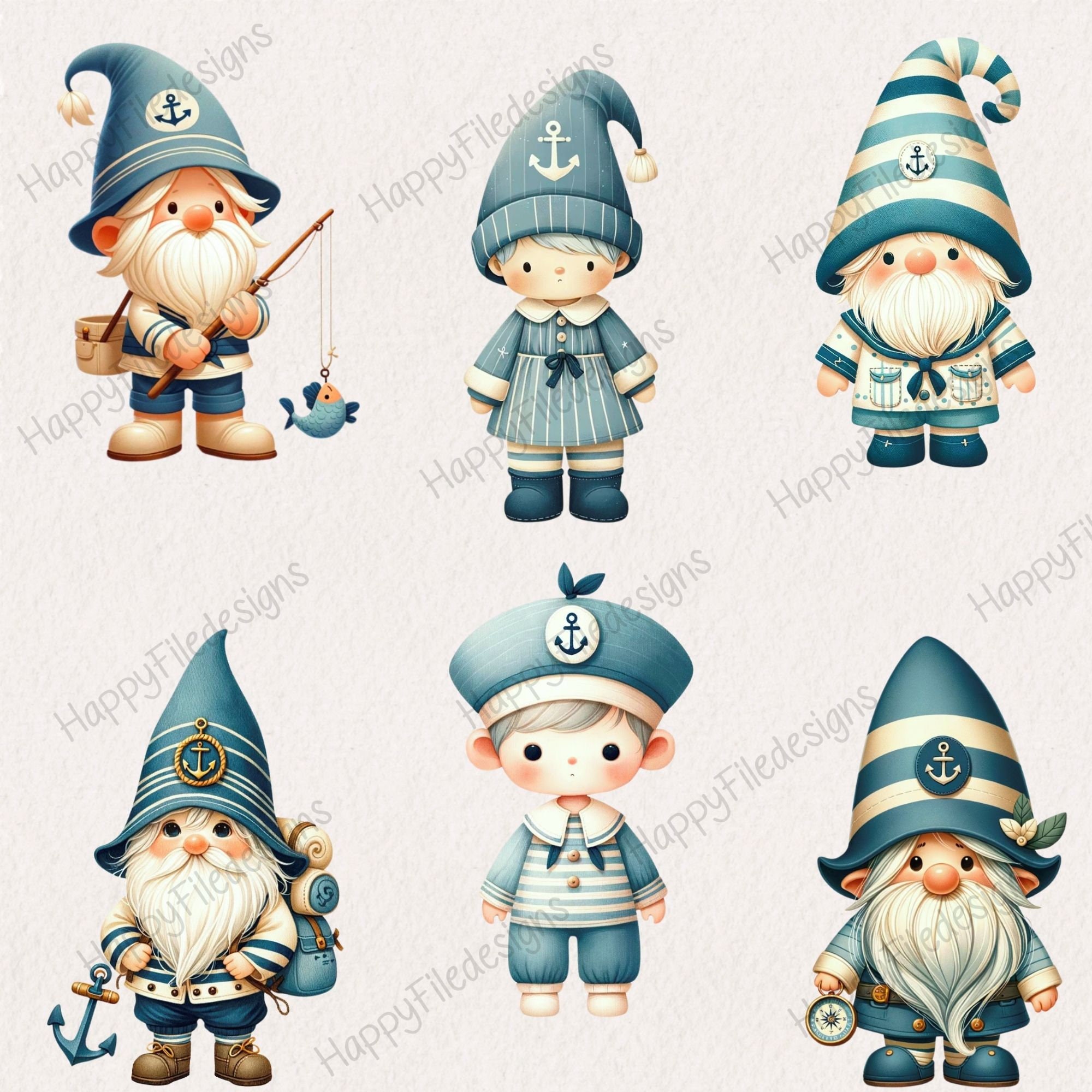 Nautical Gnome Clipart Sailor and Beach Gnome PNG, Seashore Gnomes ...