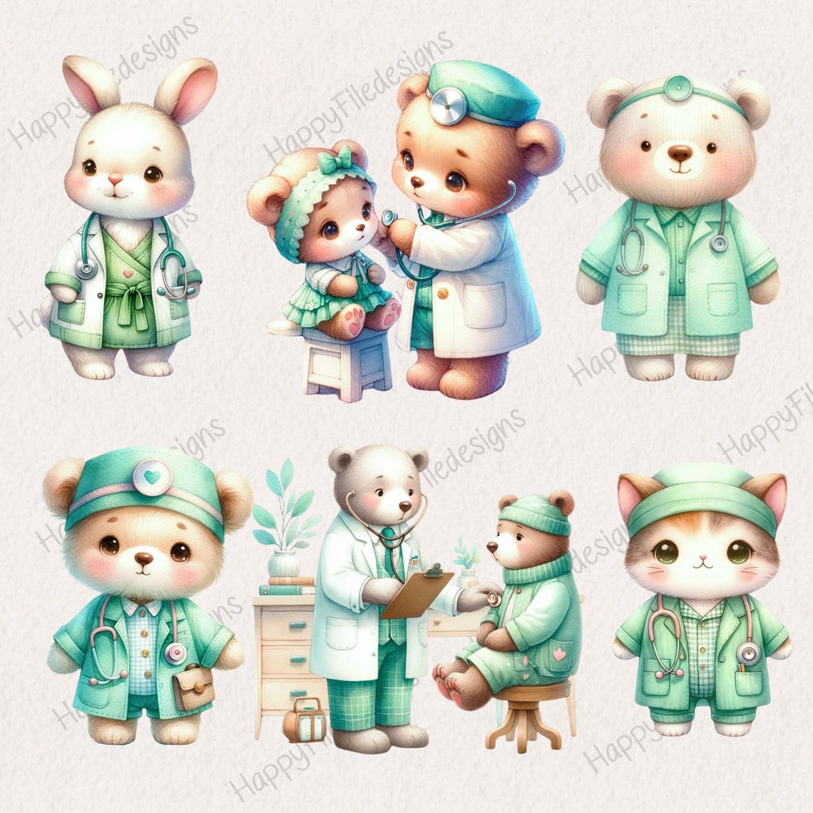 Watercolor Doctor Clipart, Hospital, Medical Nurse Images, Cute Animals ...