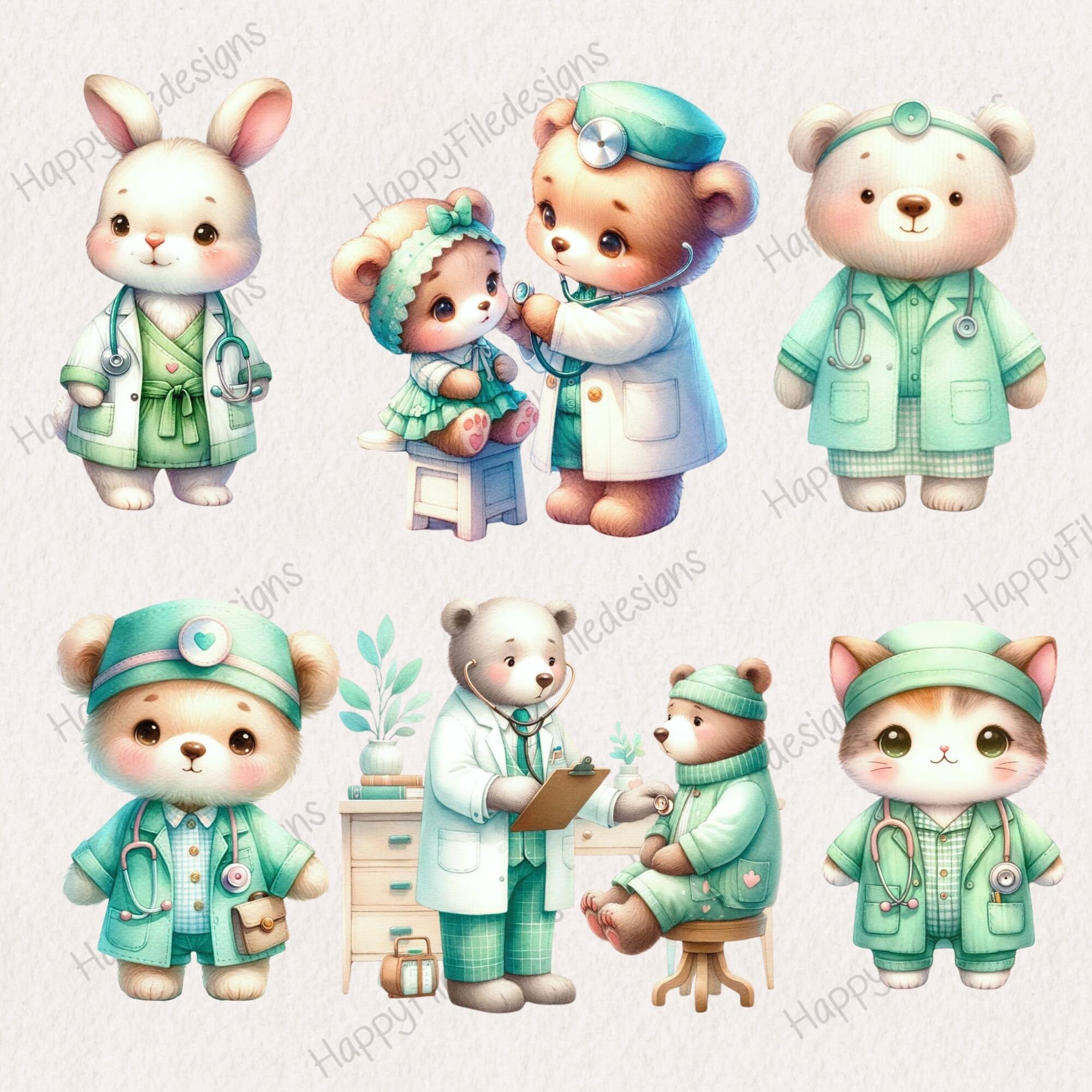 Watercolor Doctor Clipart, Hospital, Medical Nurse Images, Cute Animals ...