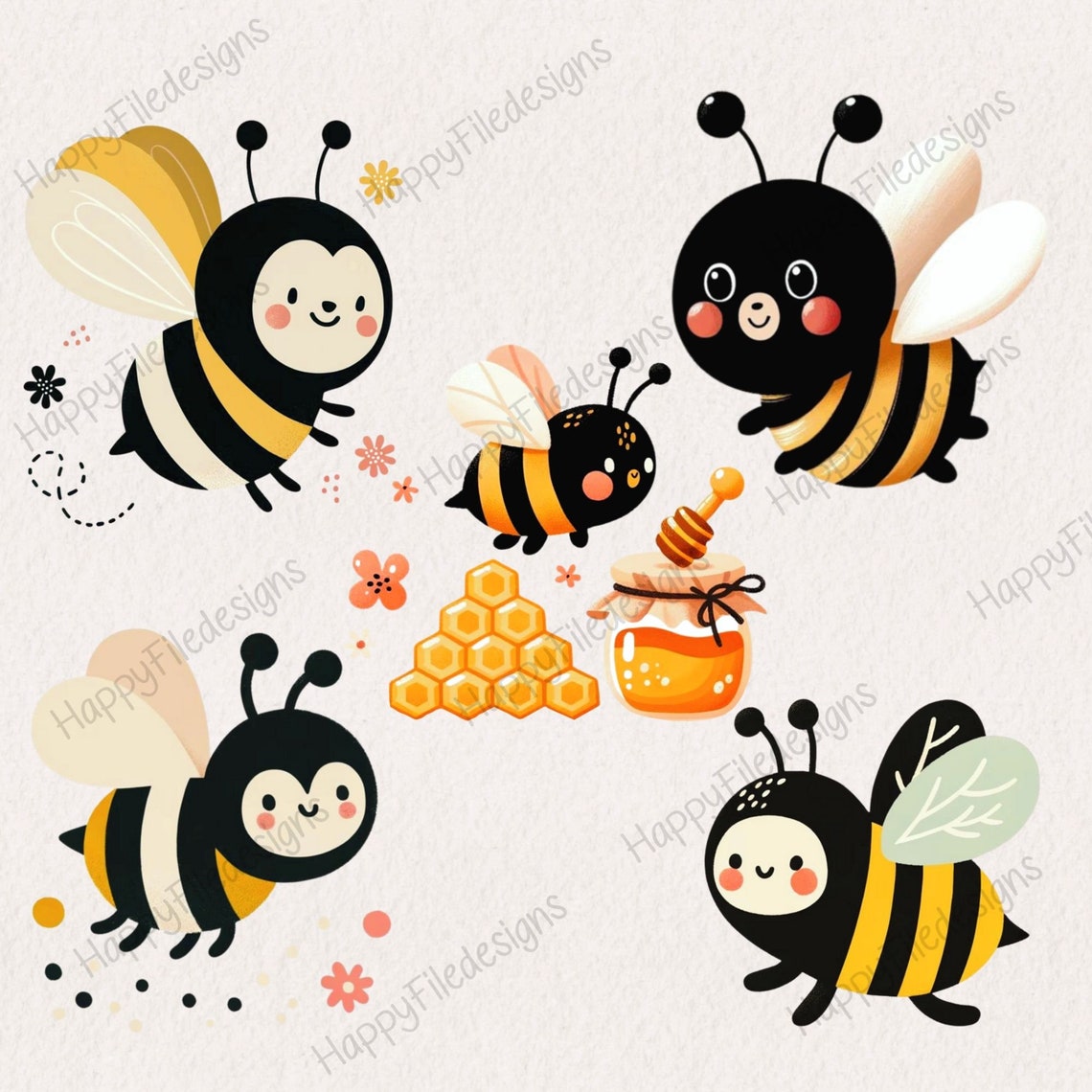 Bee and Bear With Honey Clipart, Bee Bear PNG, Baby Bear Clipart, Honey ...