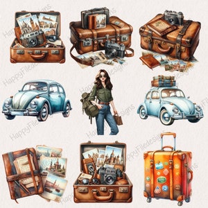 Travel Clipart-watercolor Summer Vacation, Vacation Holiday Graphics ...