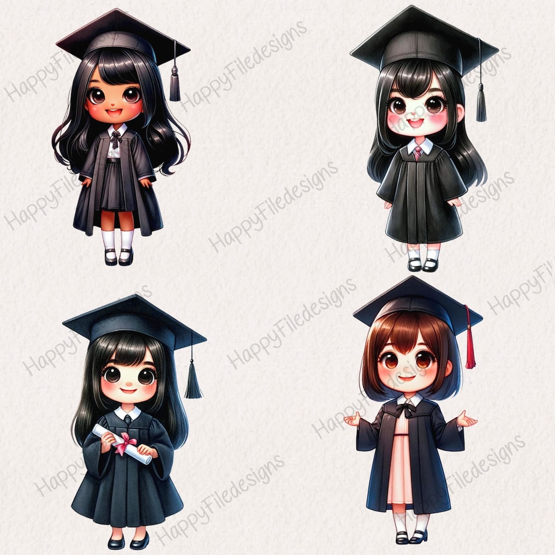 Graduation Kid Clipart, Watercolor Cute Graduation Clipart, Preschool ...