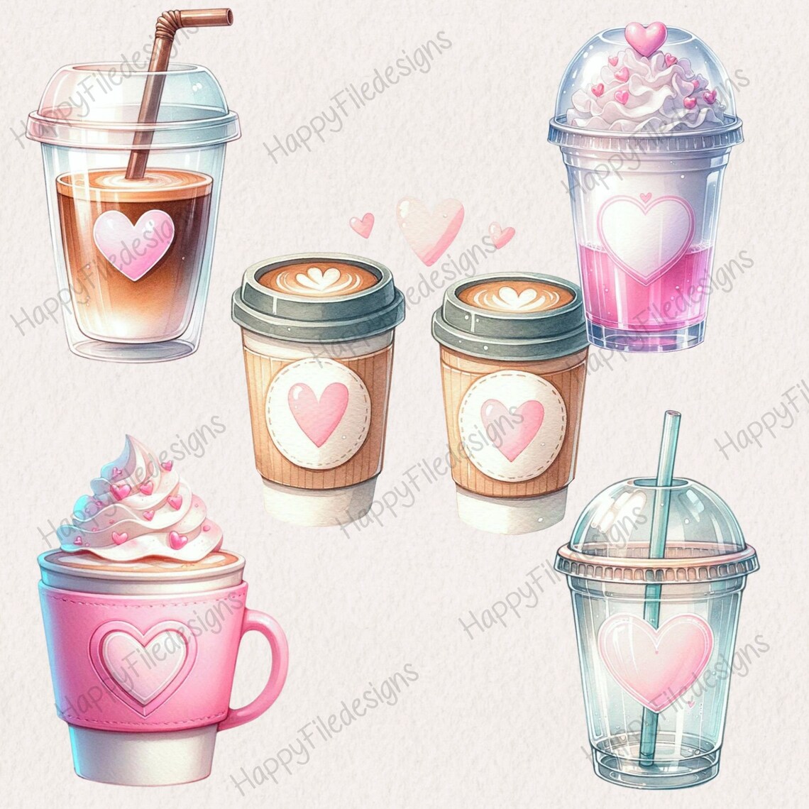 25valentine's Day Coffee Drinks PNG, Valentine's Day PNG, Coffee Love ...
