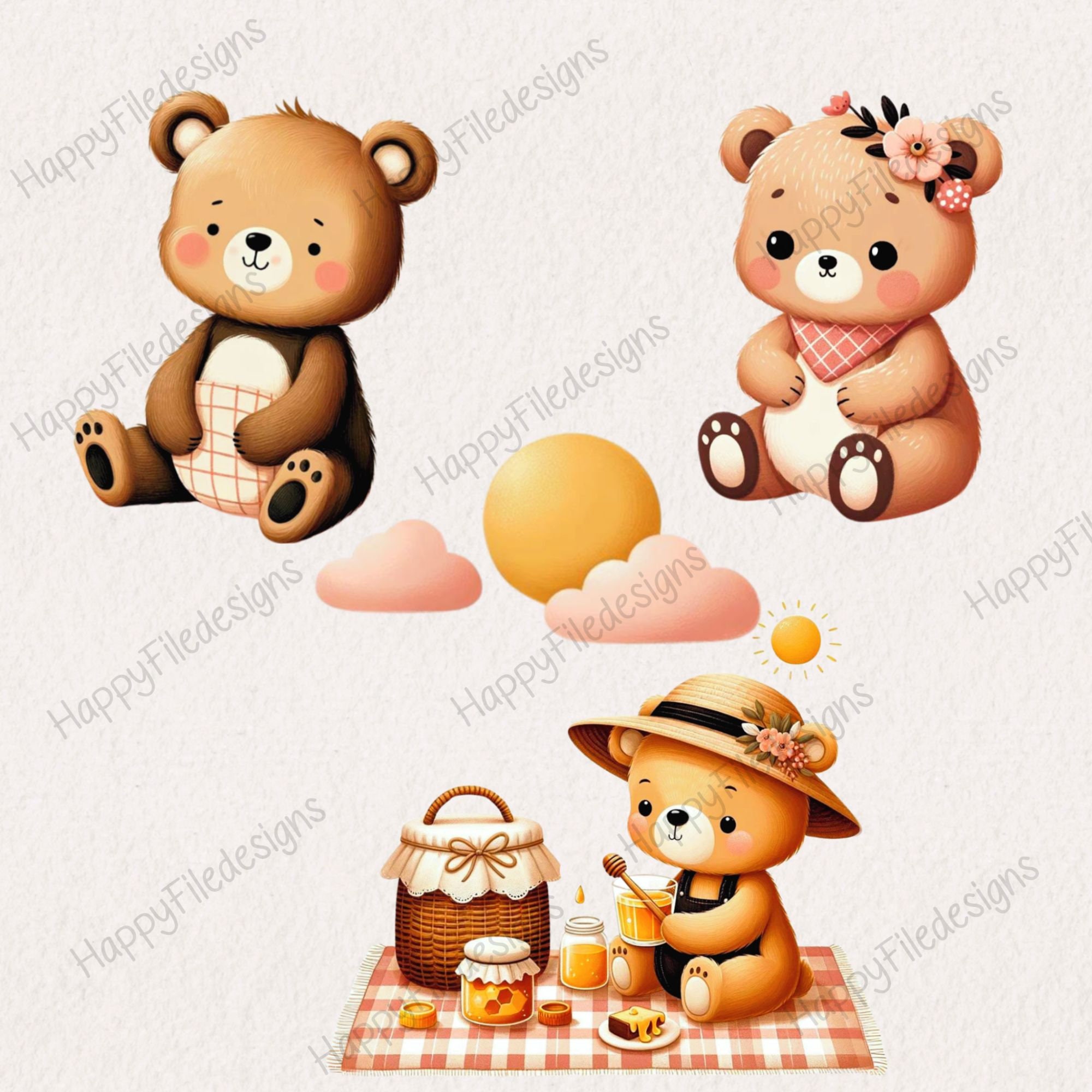Bee and Bear With Honey Clipart, Bee Bear PNG, Baby Bear Clipart, Honey ...
