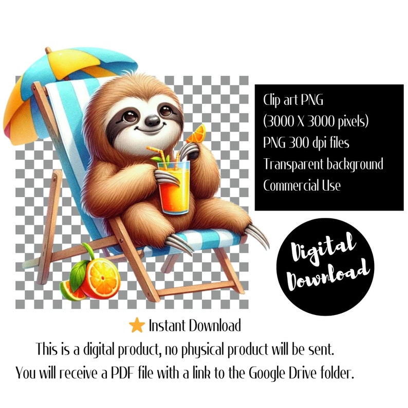 Cute and Adorable Sloth Clipart ,watercolor Sloth Clipart - Cute ...