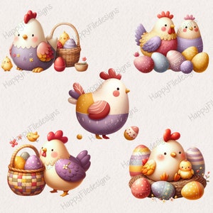 Easter Ceramic Chicken Clipart Bundle: Transparent PNG Graphics ...