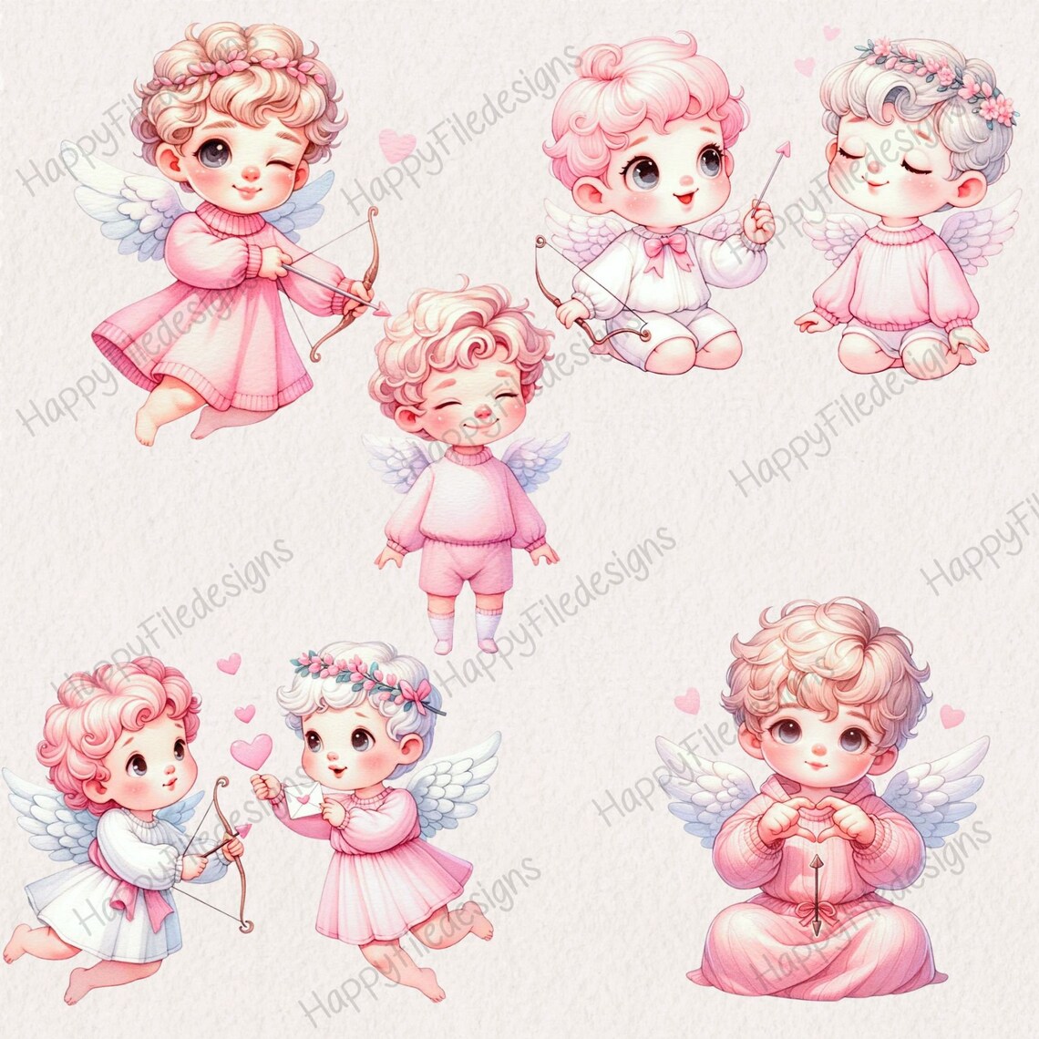 20PNG Watercolor Valentine's Day Cupid Clipart, Valentines Day Cute ...