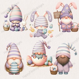 Cute Easter Gnomes Clipart Bundle - Watercolor Pastel PNG, Spring ...