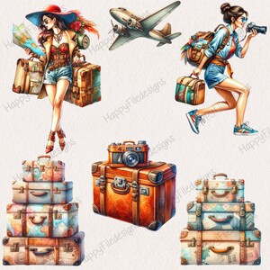 Travel Clipart-watercolor Summer Vacation, Vacation Holiday Graphics ...
