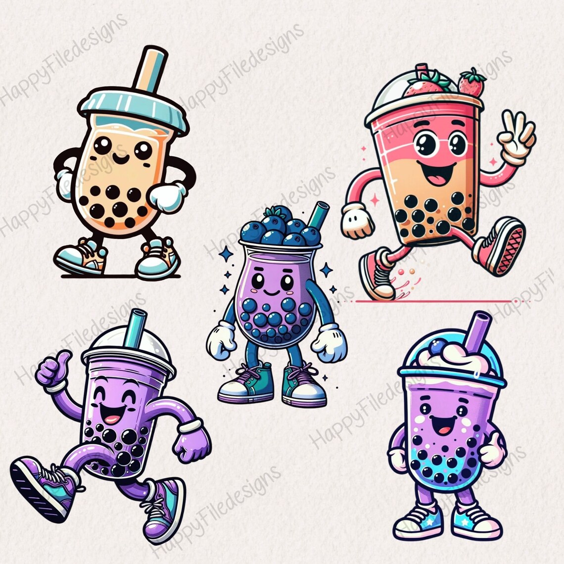 Funny Bubble Tea Clipart Set, Cute Bubble Tea Clip Art ,boba Tea ...