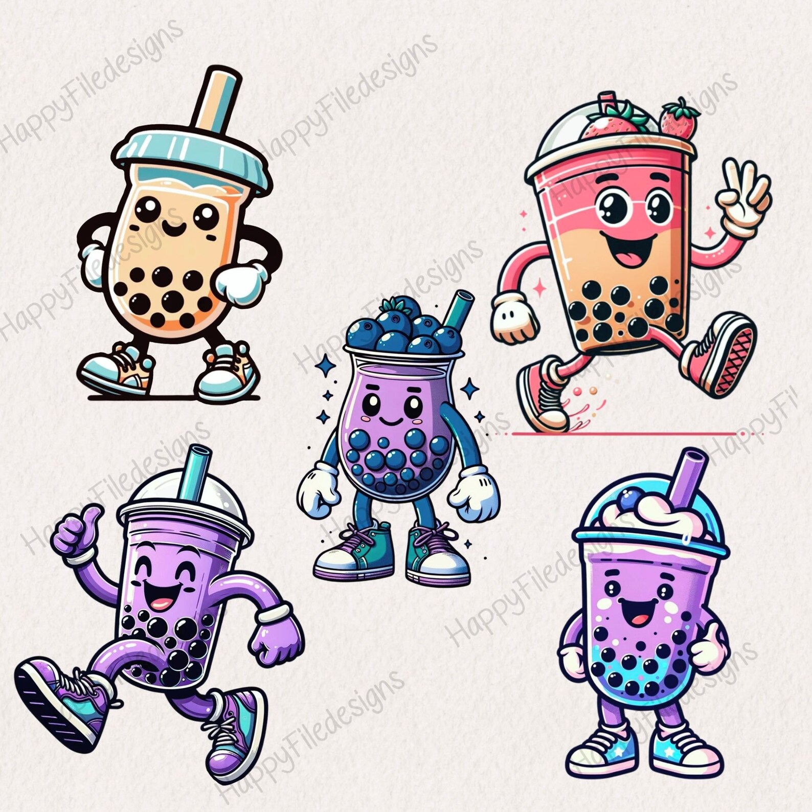 Funny Bubble Tea Clipart Set, Cute Bubble Tea Clip Art ,boba Tea ...