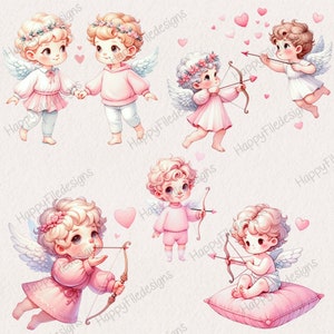20PNG Watercolor Valentine's Day Cupid Clipart, Valentines Day Cute ...