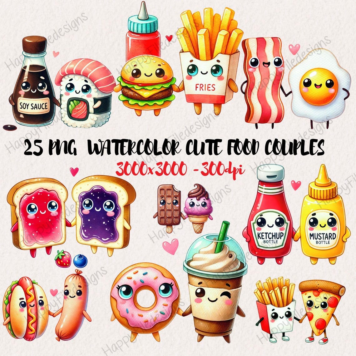 Cute Food Couples Clipart, Food Pairs Clipart, Food Couple, Perfect ...