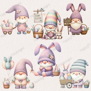 Cute Easter Gnomes Clipart Bundle - Watercolor Pastel PNG, Spring ...