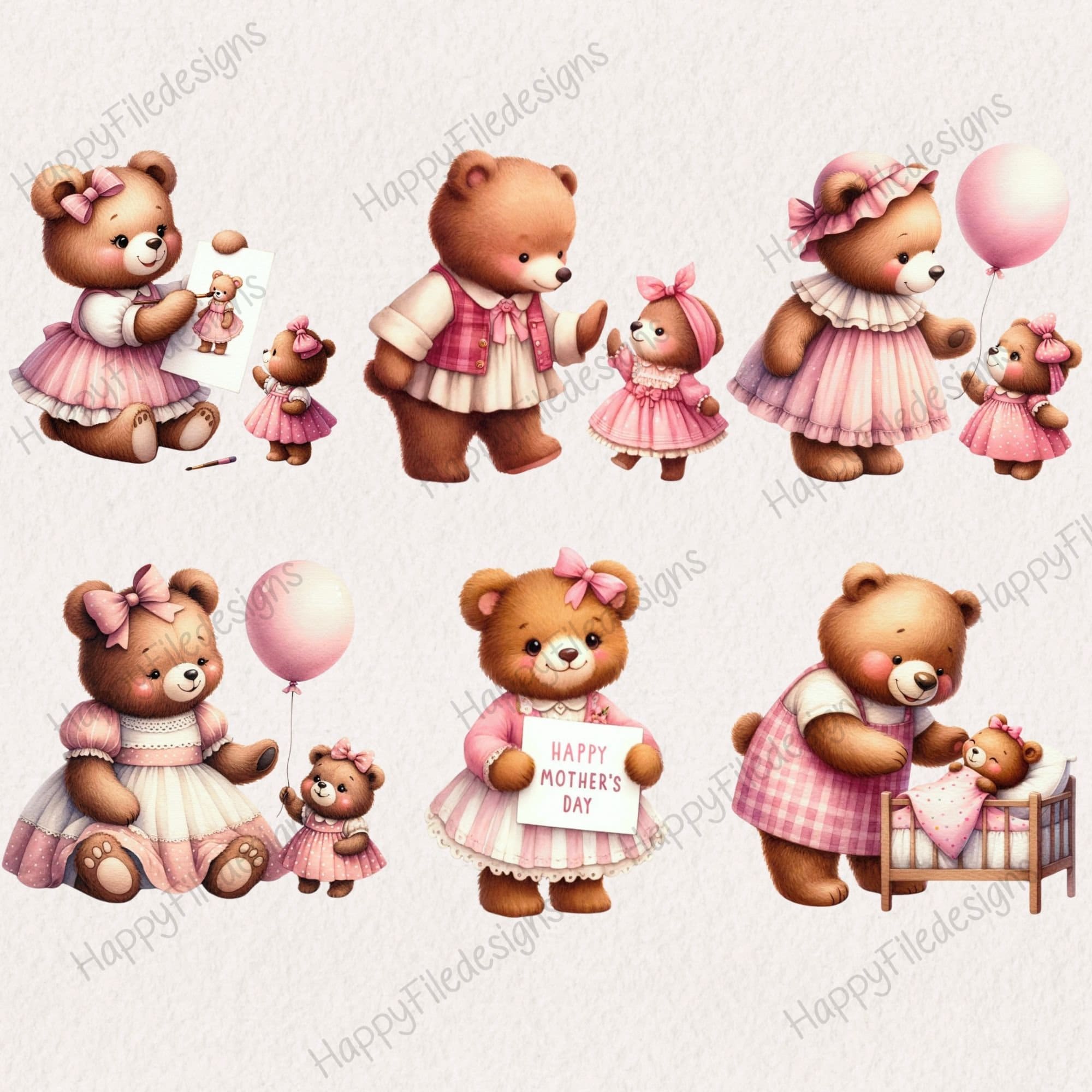 Teddy Bear Mother's Day PNG, Watercolor Teddy Bear, Mothers Day ...