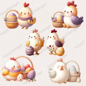 Easter Ceramic Chicken Clipart Bundle: Transparent PNG Graphics ...