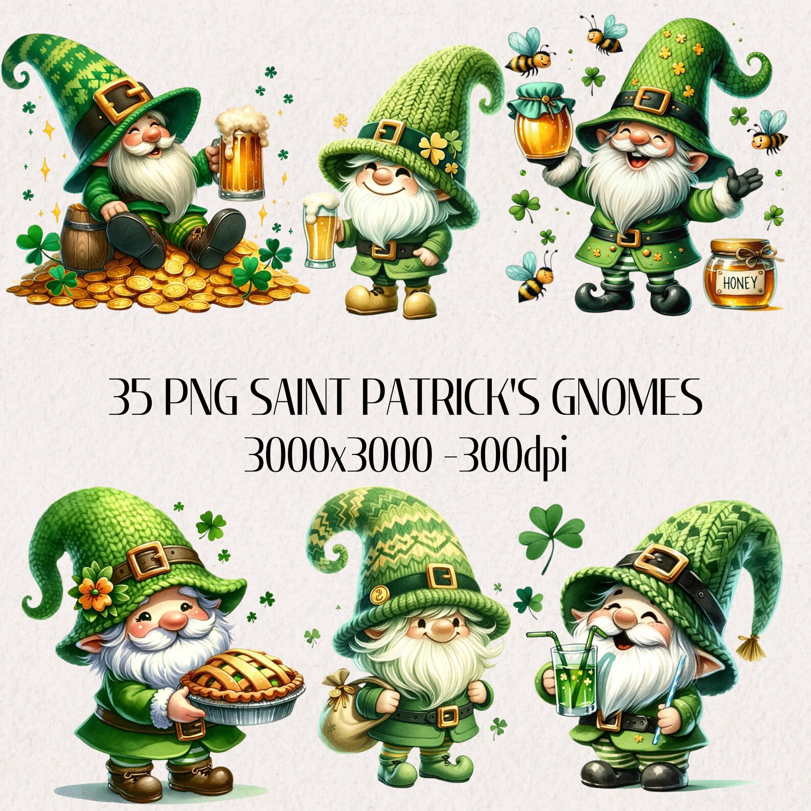 St PATRICKS Day PNG, Saint Patrick's Gnomes Clipart Bundle, Gnome PNG ...
