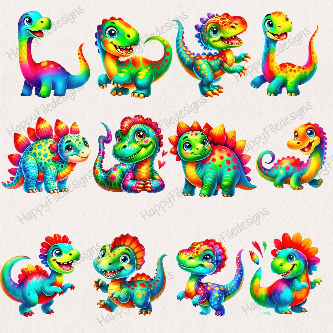 Funny Dinosaur, Cute Dinosaurs Clipart, Nursery Decor, Birthday Party ...