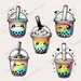 Kawaii Bubble Tea Clipart Set: Rainbow Boba Tea PNG (digital Download ...