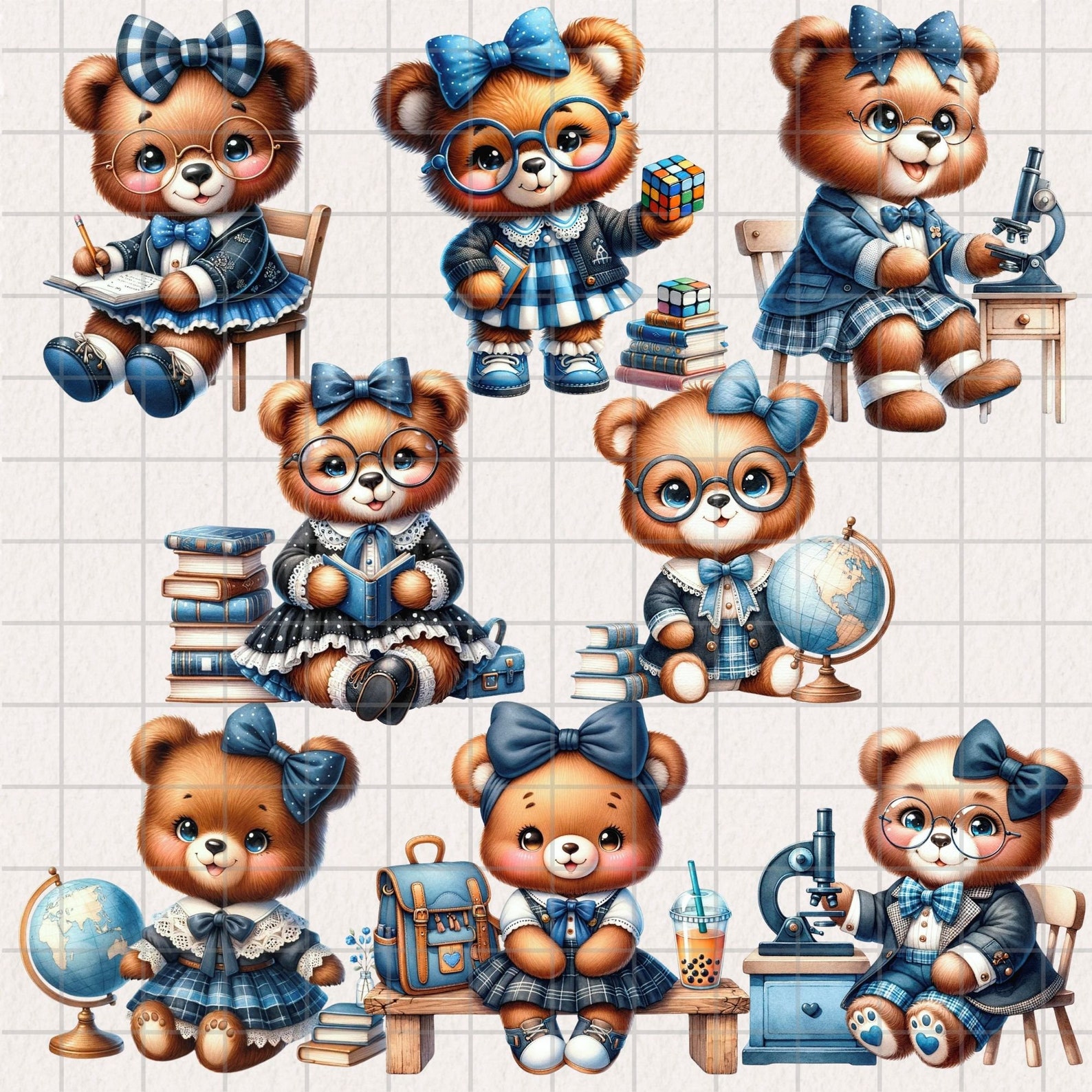 Watercolor Bear Student Clipart, Cute Teddy Bear PNG, Cute Graduate ...