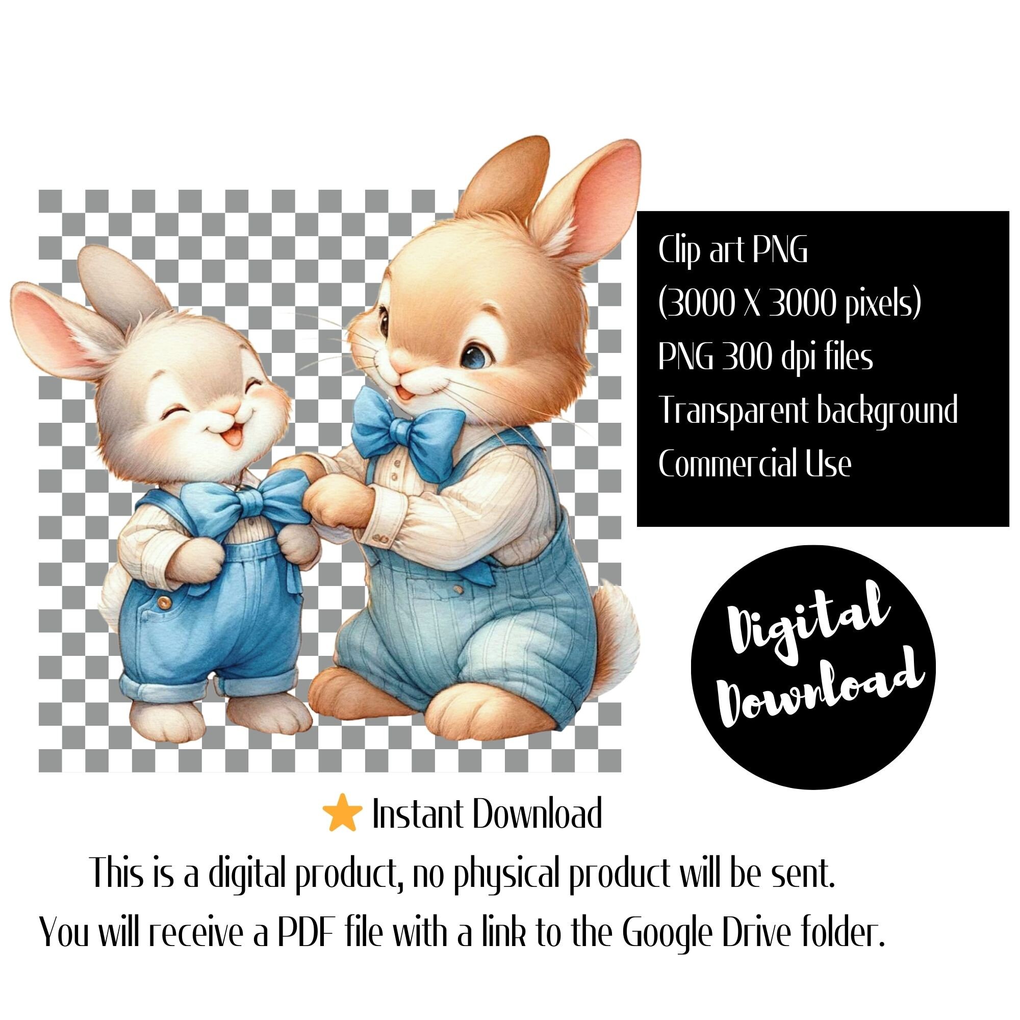 Watercolor Dad Bunny and Baby Clipart, Cute Bunny Clipart, Family ...