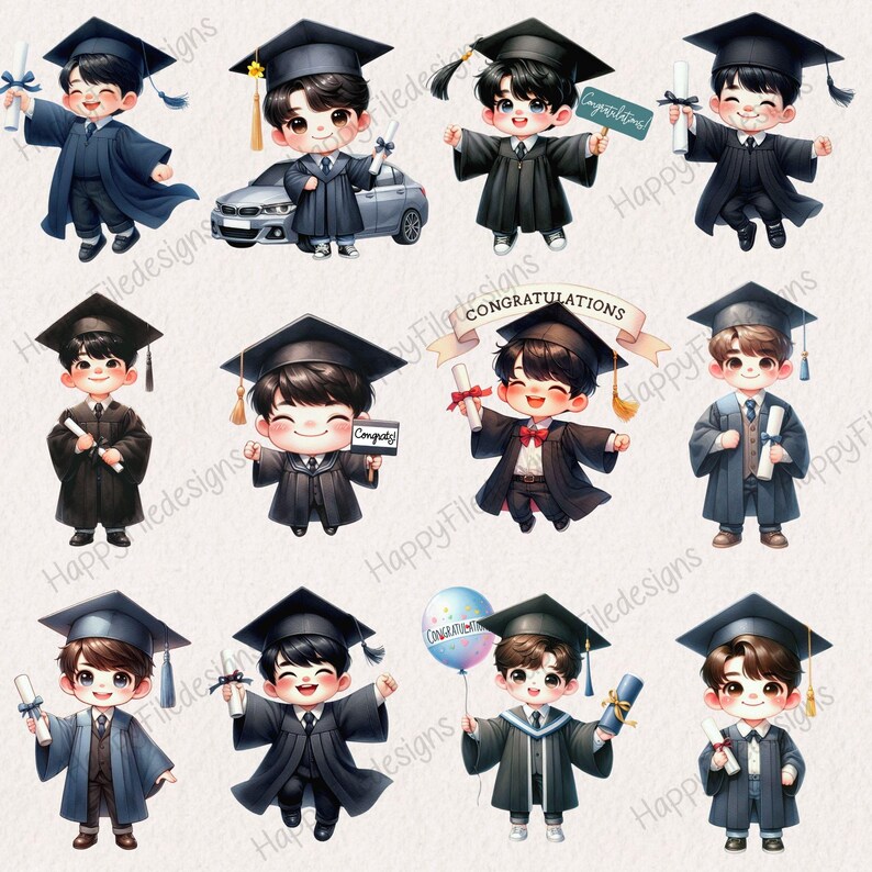 Graduation Boys and Girls Clipart, Graduation Kids Clipart Set ...