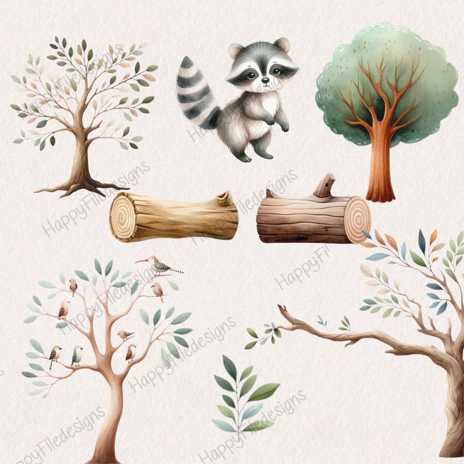 Woodland Animals Watercolor Clipart, Forest Animals Clipart Cute ...
